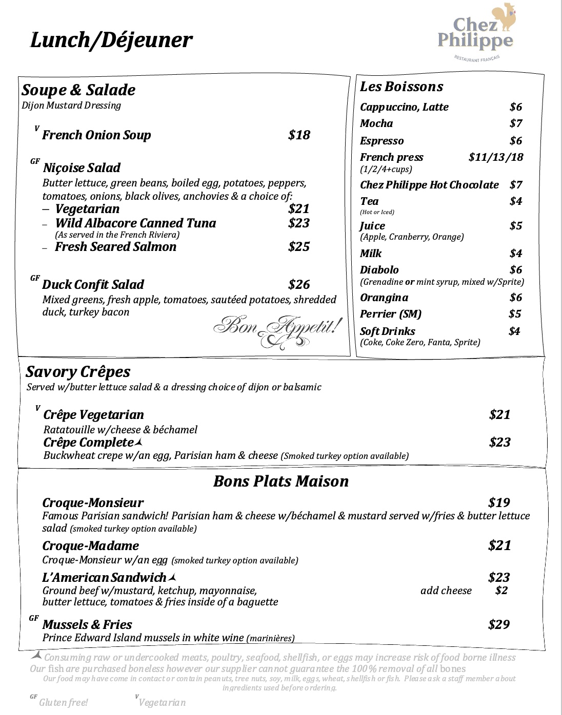 Menu – Chez Philippe